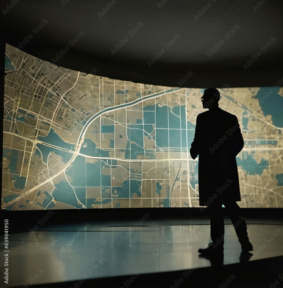 Architect at urban planning, digital city map. AI supported planning ...