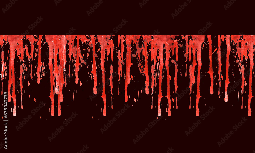 Blood splatters and stains seamless pattern border. watercolor hand ...