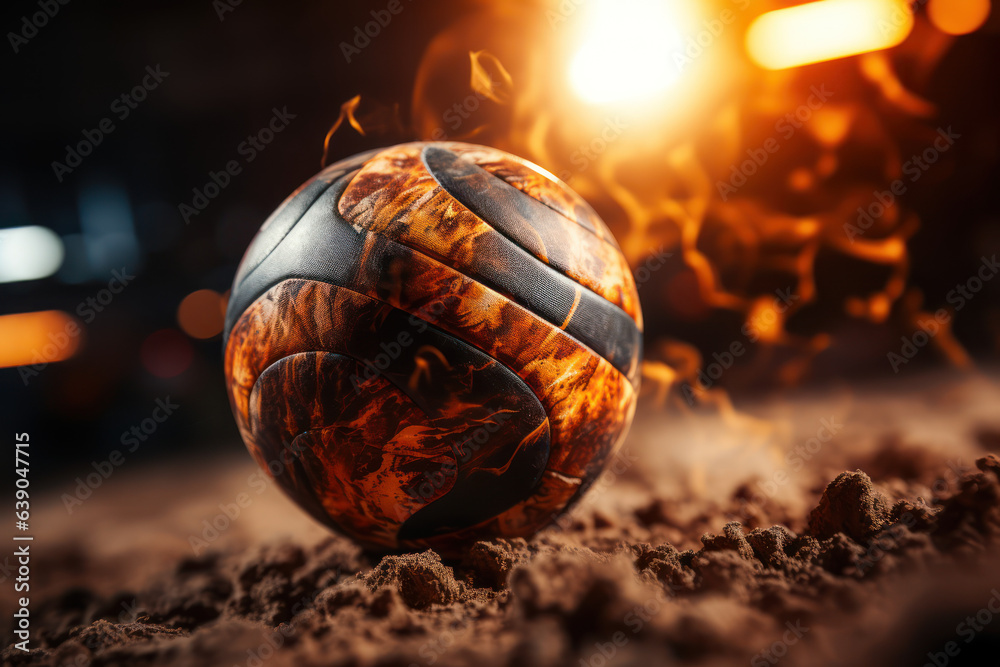 Volleyball Spike. Player spiking the ball over the net, illustrating ...