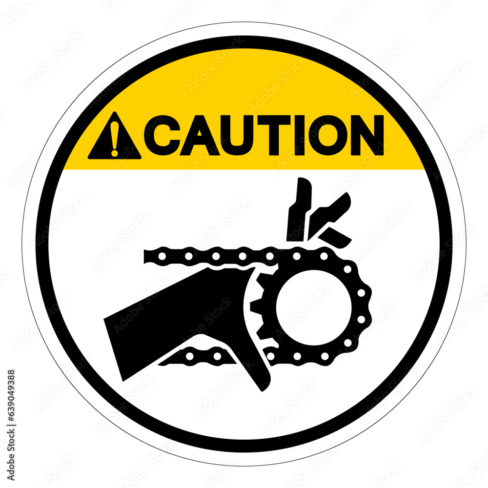 Caution Hand Entanglement Chain Drive Symbol Sign, Vector Illustration ...