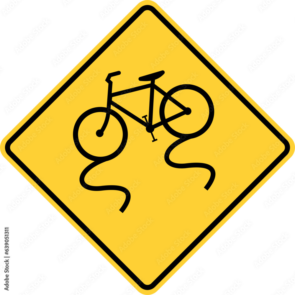 Vector graphic of a usa Bicycle Slippery Ahead highway sign. It ...