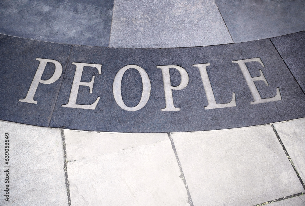 black and white people word signage on street pavement Stock Photo ...