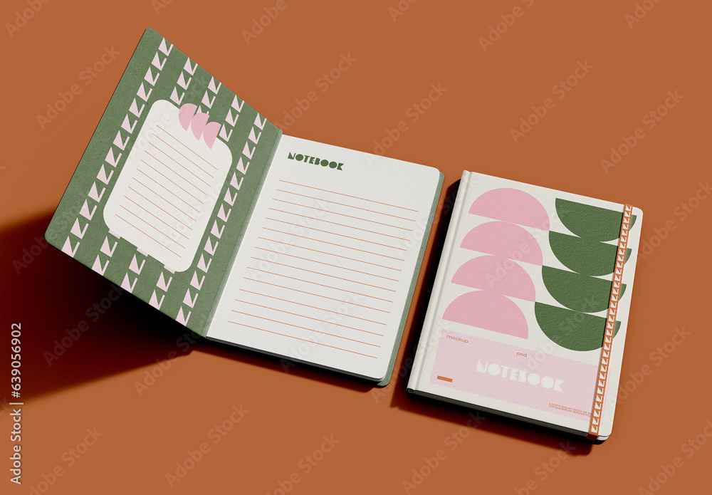 Open and Closed Notepad Mockup Stock Template | Adobe Stock