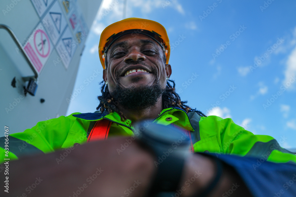 close up face of African man workers engineering working with laptop ...