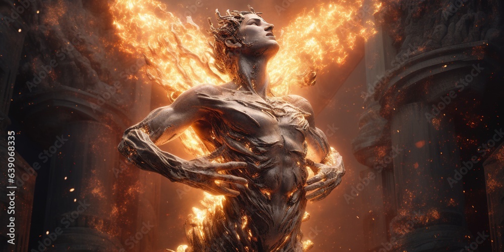 Prometheus bringing the fire to humankind majestic. Generative AI AIG15 ...