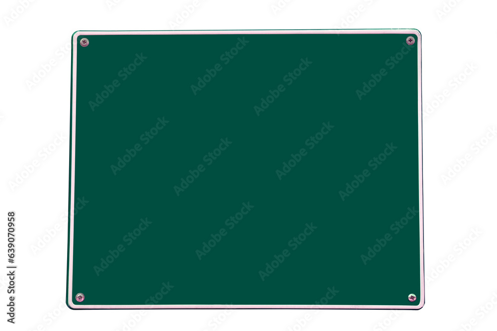Blank metal sign board for inscriptions on a transparent background ...