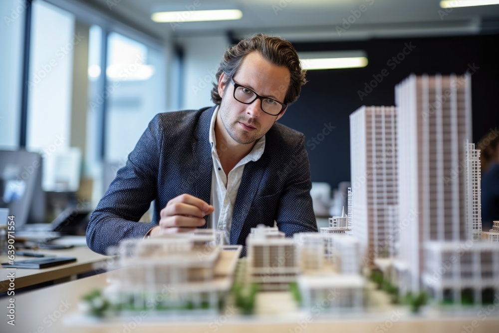 Headshot portrait photography of an innovative architect presenting a ...