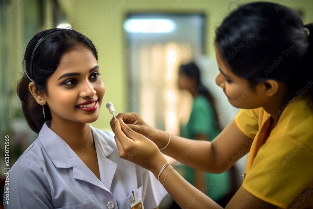 Headshot portrait photography of an efficient nurse administering ...