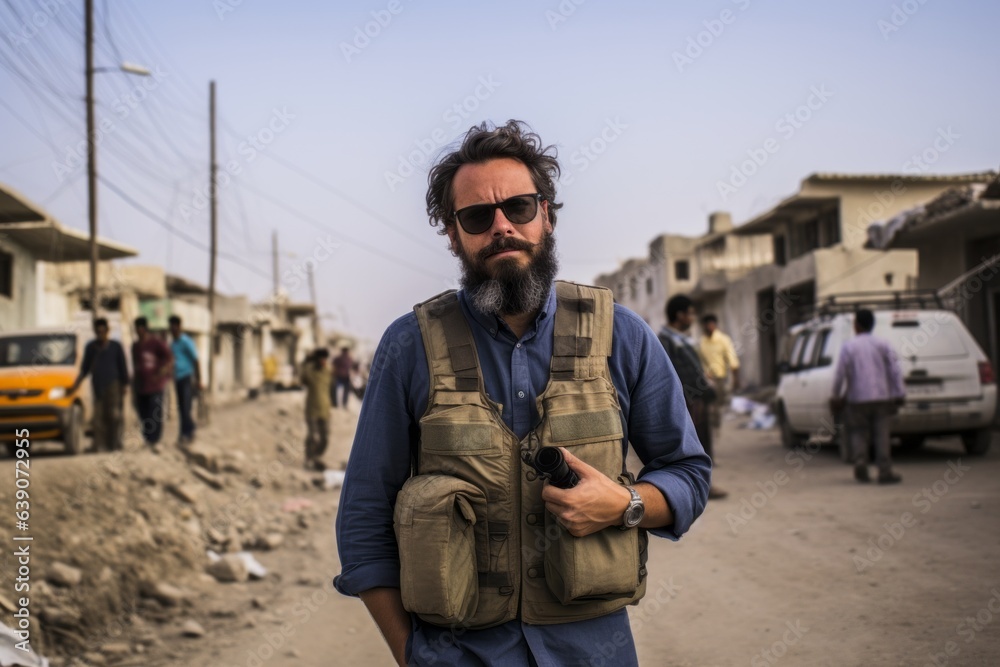 Group portrait photography of an intrepid journalist reporting from a ...