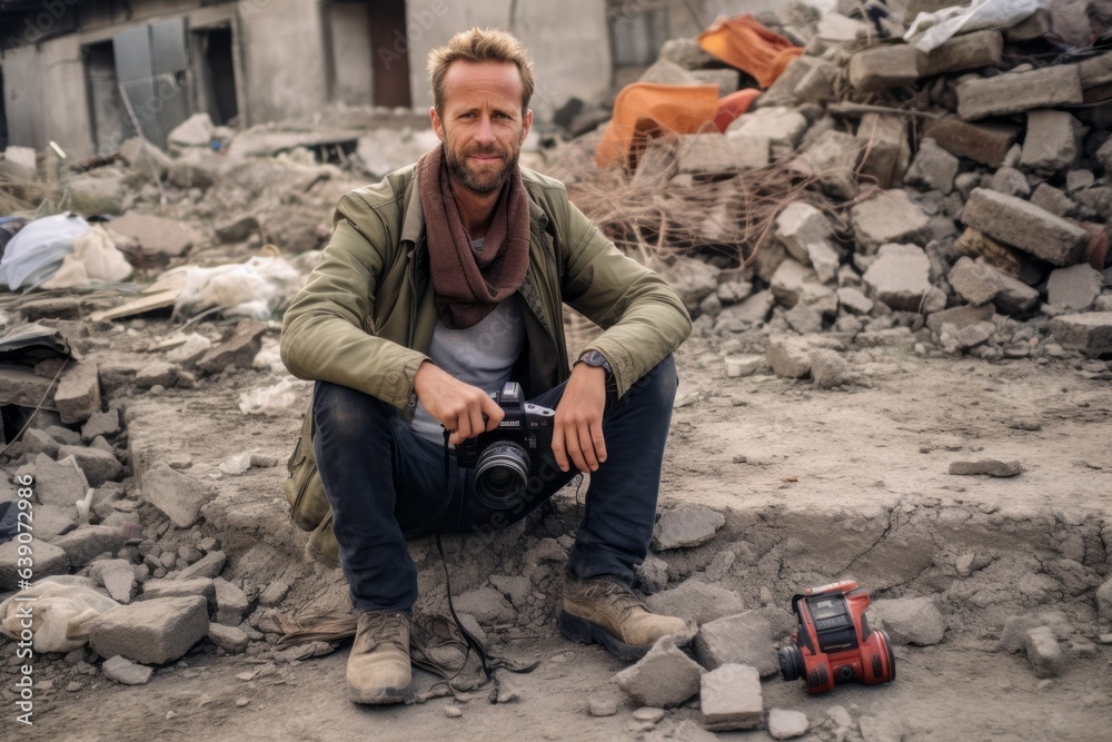 Group portrait photography of an intrepid journalist reporting from a ...