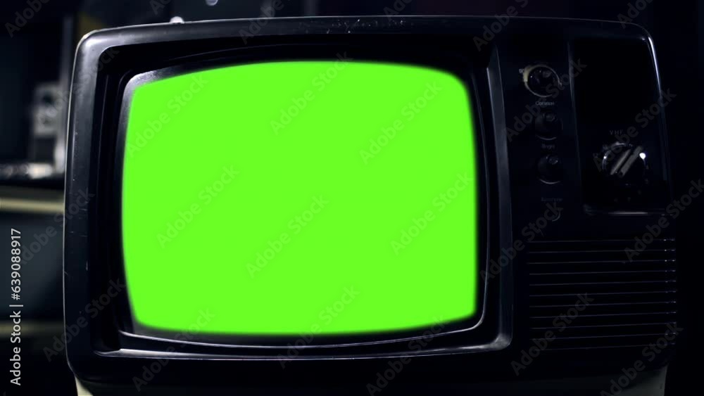 Vintage Television Green Screen. Zoom Out. Close Up. You can replace ...