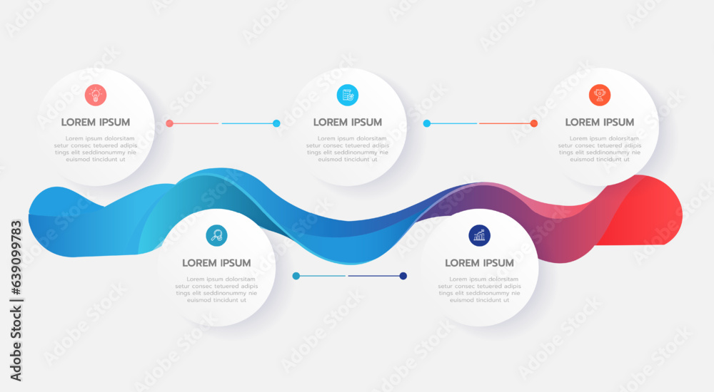 Infographic template for business. 6 Steps Modern Timeline diagram with ...