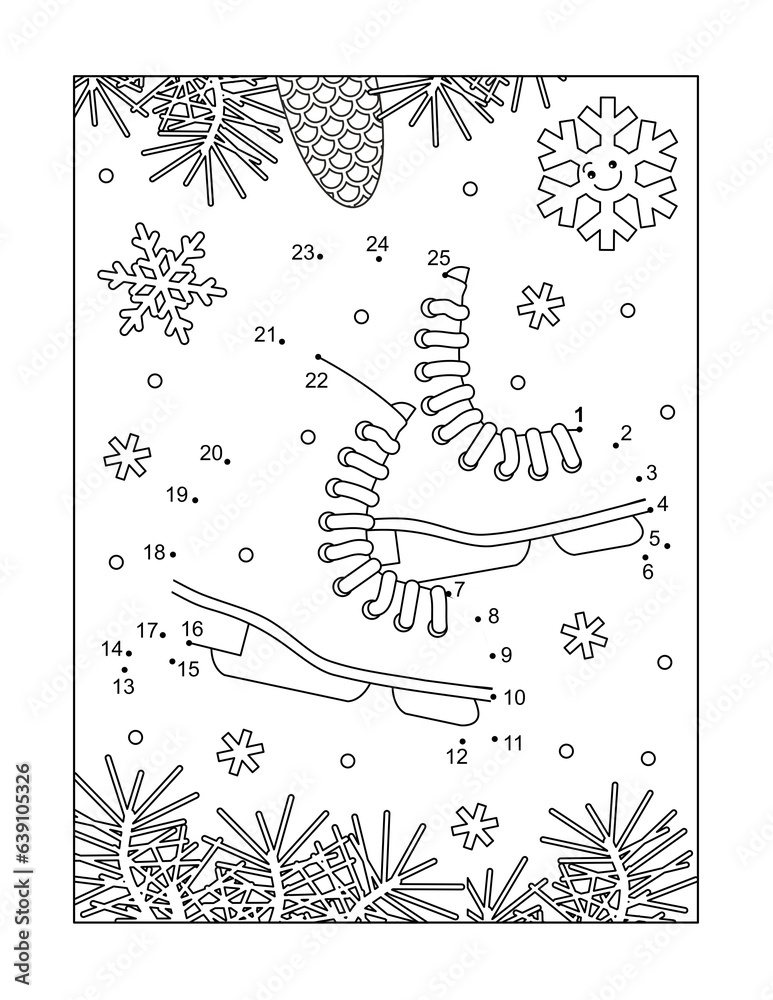 Figure skating dot-to-dot game and coloring page activity sheet Stock ...