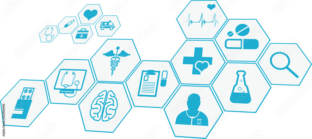 Digital png illustration of medical symbols on transparent background ...