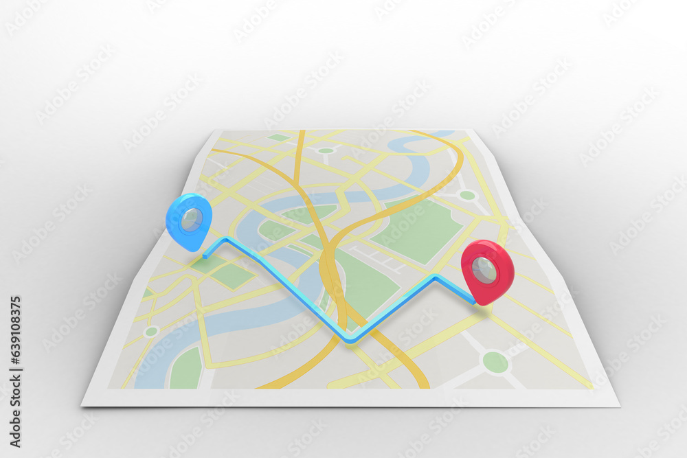 Digital png illustration of map with destination points on transparent ...