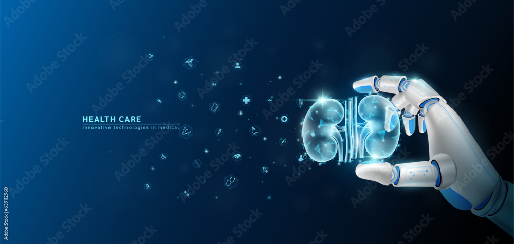 Innovative technology in medical health care futuristic. Hand robot ...