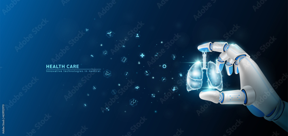 Innovative technology in medical health care futuristic. Hand robot ...