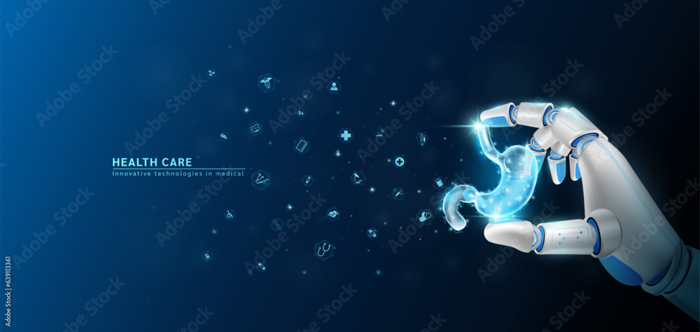 Innovative technology in medical health care futuristic. Hand robot ...