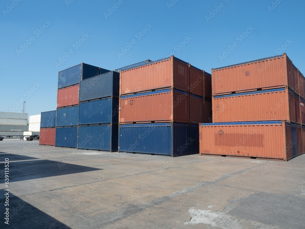 container box good cargo storage logistic blue sky background import ...