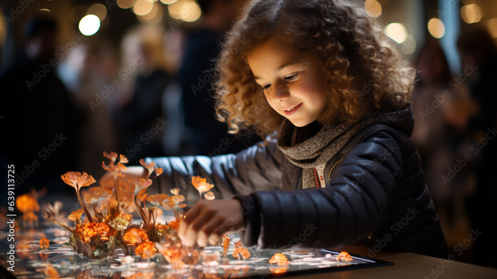 Children, student focusing in geography class with conceptual 3D model ...