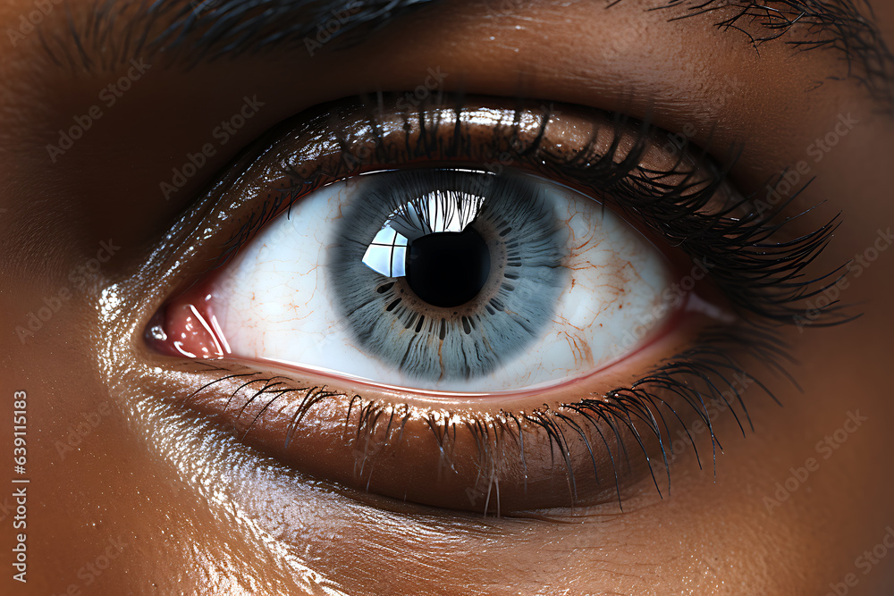Close-up photo of an African American male's eye after cosmetic ...