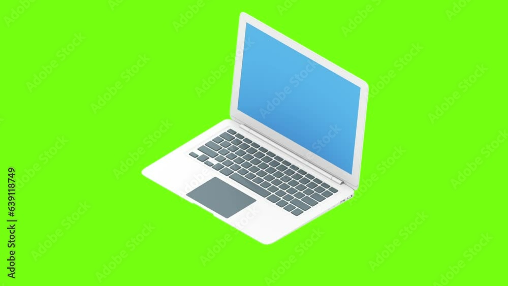 Laptop animation on green screen. Laptop icon animation with key color ...