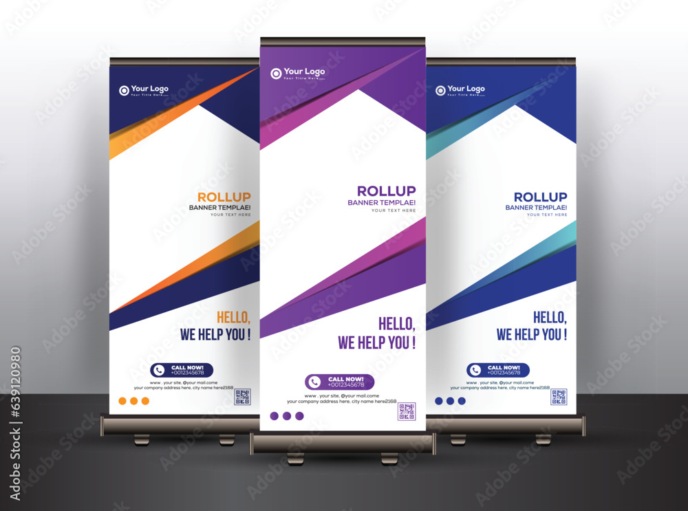 Clean And Modern Roll up X Stand Banner Design Templates Stock Vector ...
