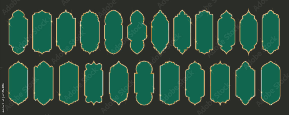 Ramadan frame shapes. Golden border with pattern for banner. Islamic ...