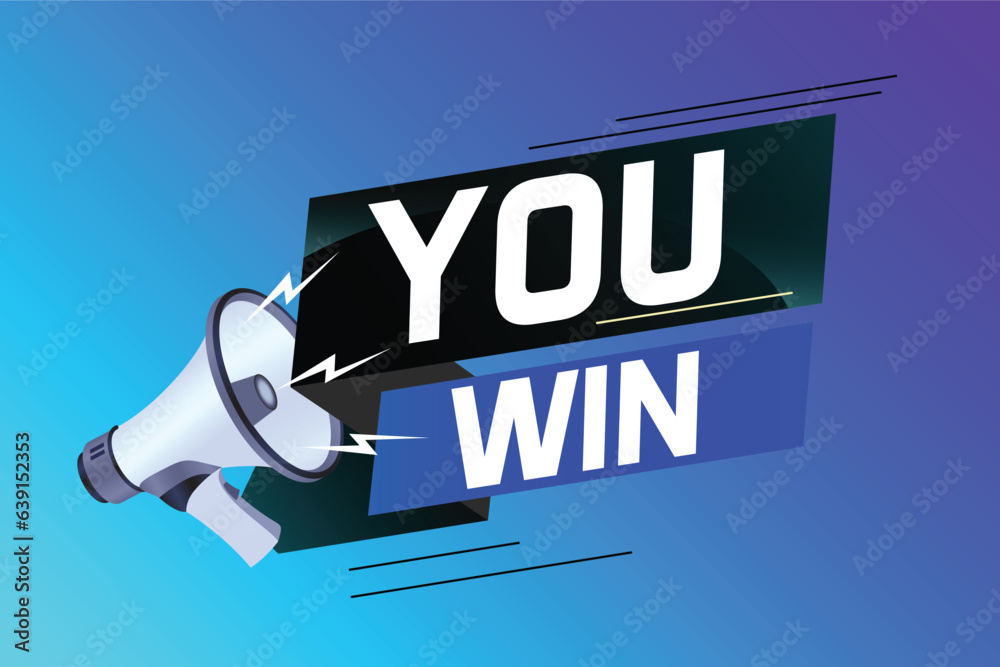 You win word concept vector illustration with megaphone and 3d style ...