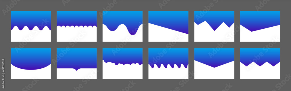 Colorful divider shapes collection for website. Header set with curve ...