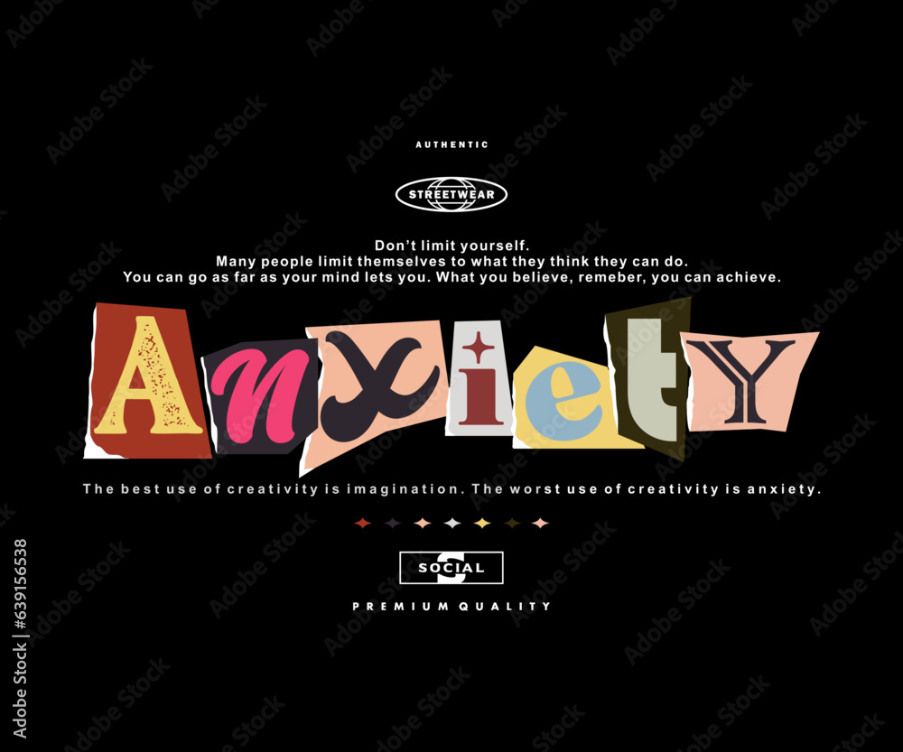 ransom note illustration of anxiety t shirt design, vector graphic ...