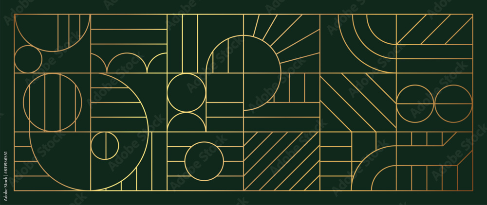 Luxury geometric gold line art and art deco background vector. Abstract ...