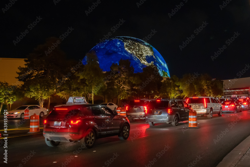 Las Vegas, Nevada, the USA, 25 August 2023: MSG Sphere is light up in ...