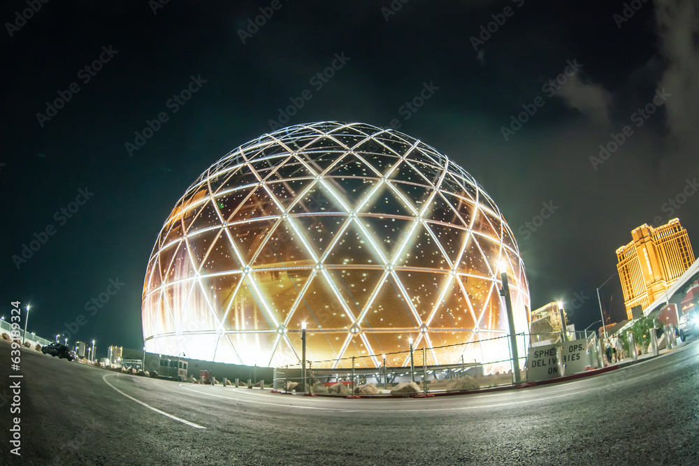 Las Vegas, Nevada, the USA, 25 August 2023: MSG Sphere is light up in ...