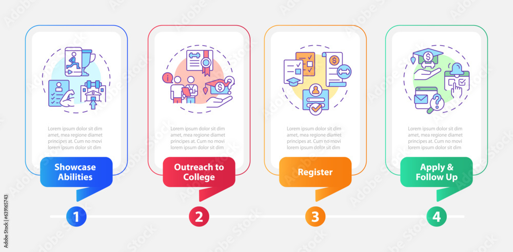 2D athletic scholarship vector infographics template with linear icons ...