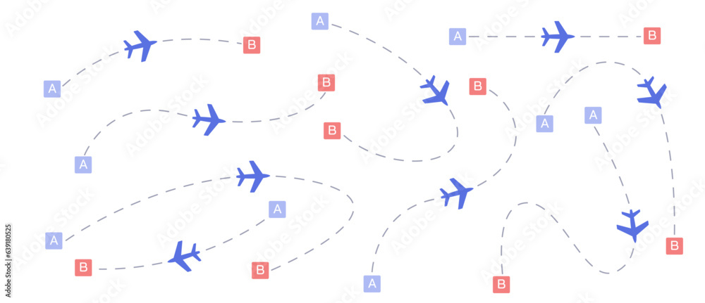 Aeroplane routs and destination points with aero marks vector ...