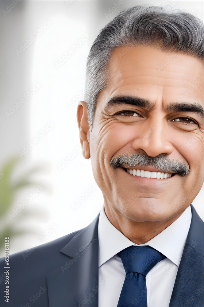 Confident Indian & Latin CEO Leader in Close-Up Headshot Portrait on ...