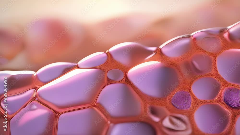 intricate mesh of magnified plant cells fill a microscopic landscape ...