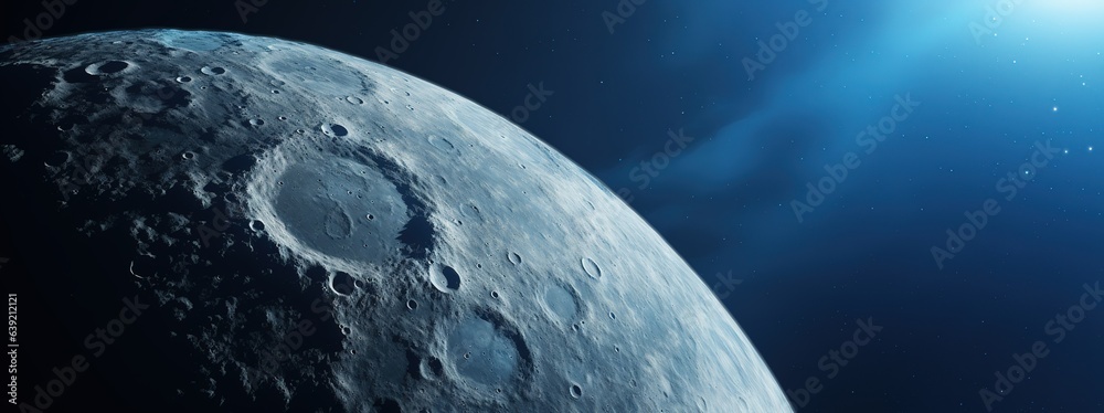 Blue moon background: detailed lunar close-up with craters and moon ...