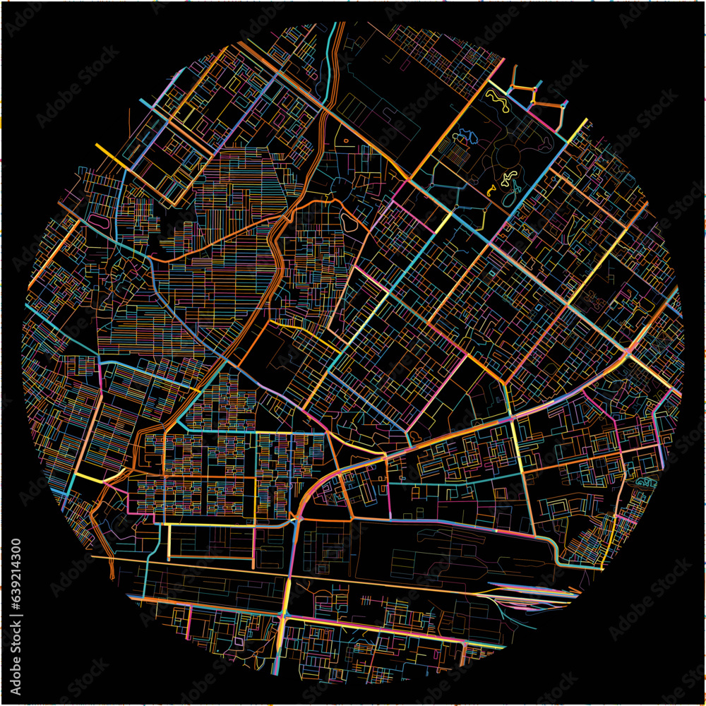 Colorful Map of Delhi, Delhi with all major and minor roads. Stock ...