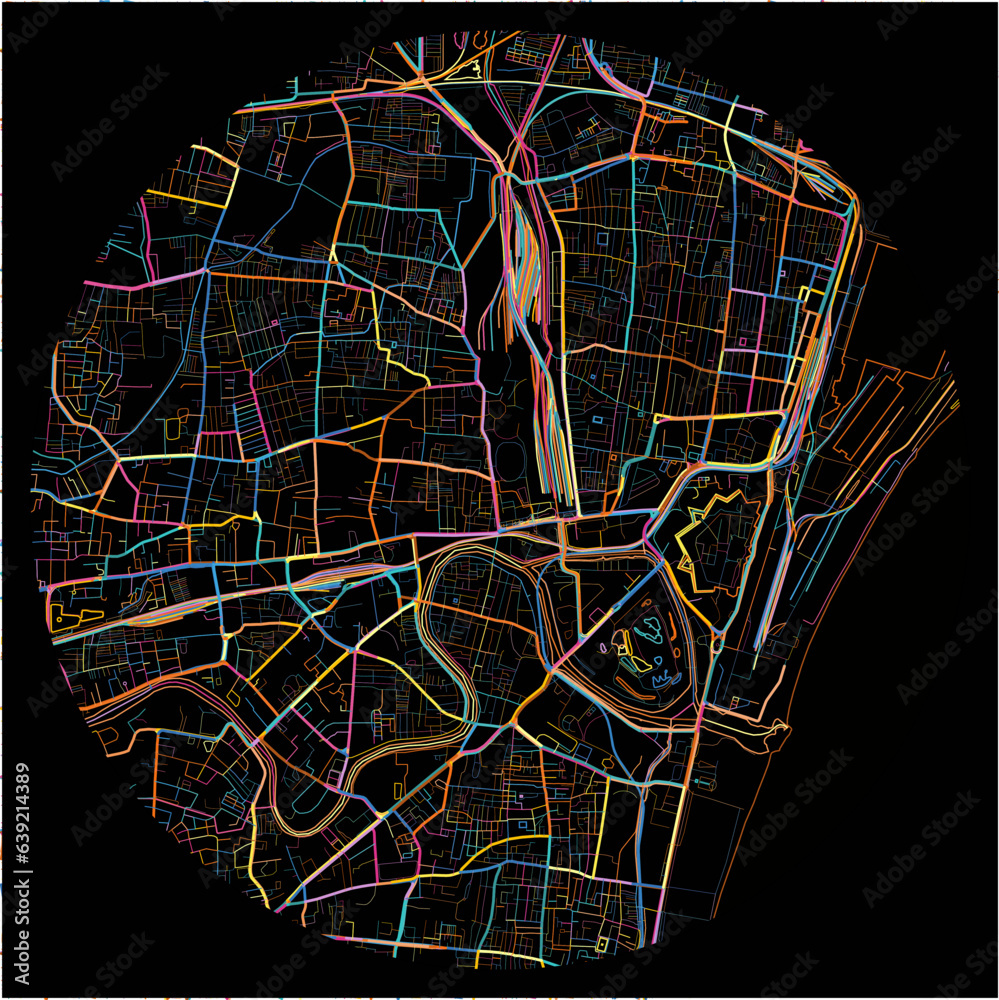 Colorful Map of Chennai, Tamil Nadu with all major and minor roads ...
