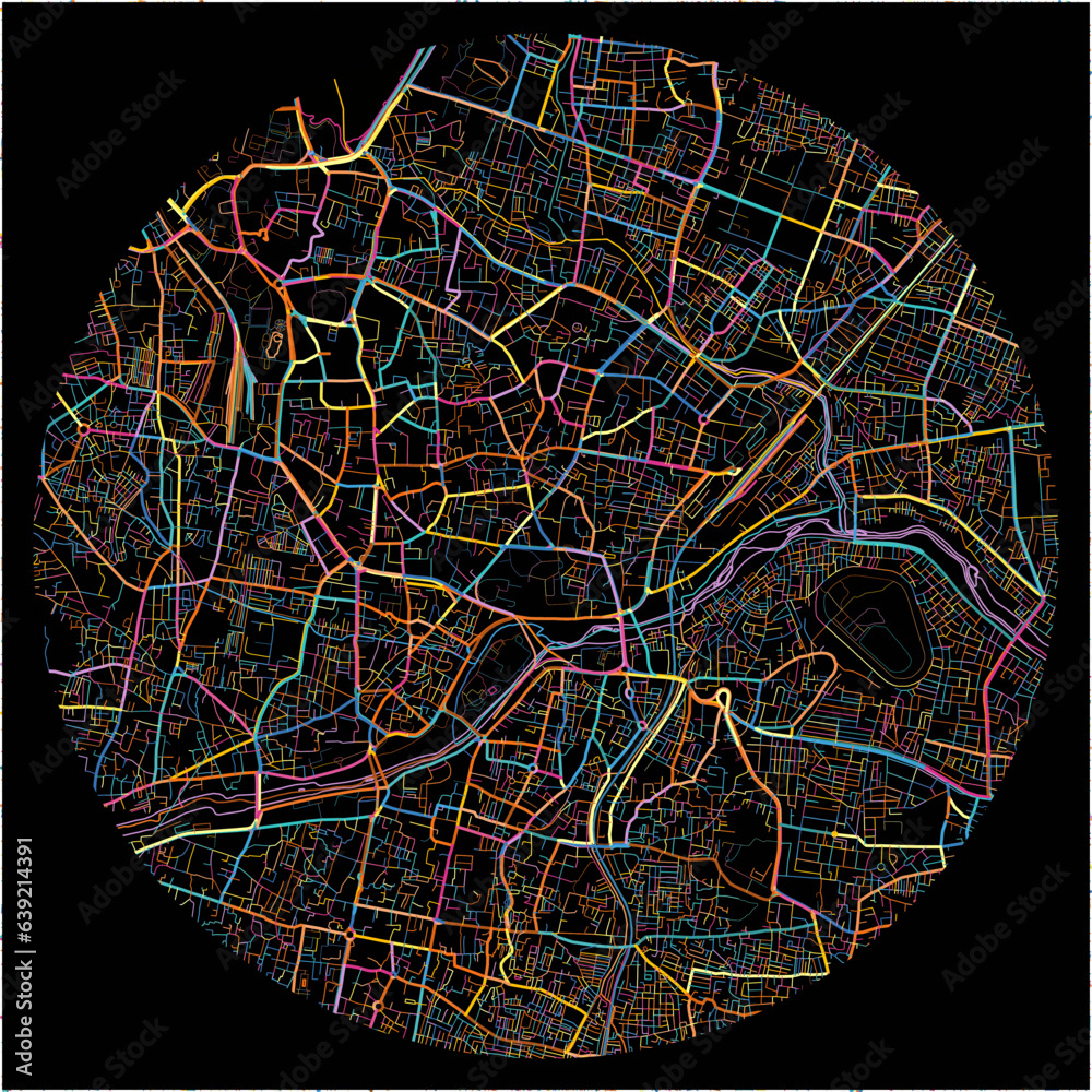 Colorful Map of Hyderabad, Telangana with all major and minor roads ...