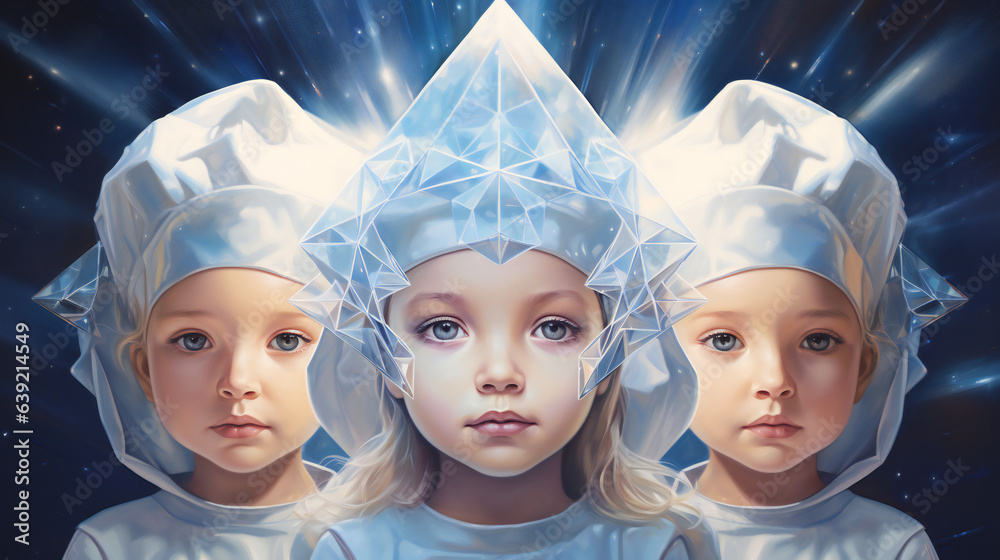 Crystal Children Starseed portrait with empty copy space on the side ...