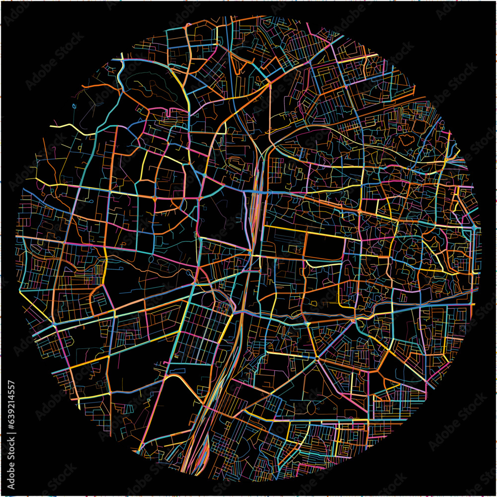 Colorful Map of Nagpur, Maharashtra with all major and minor roads ...