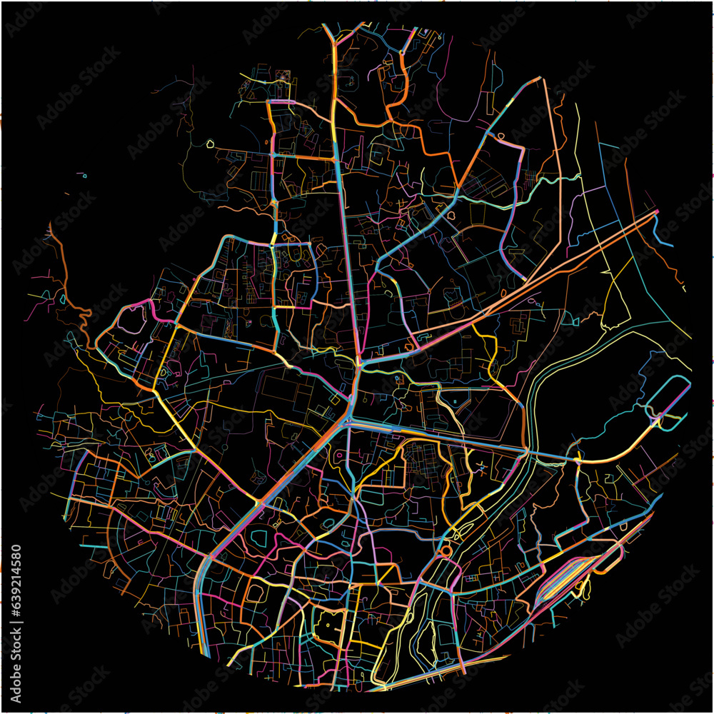 Colorful Map of Thane, Maharashtra with all major and minor roads ...