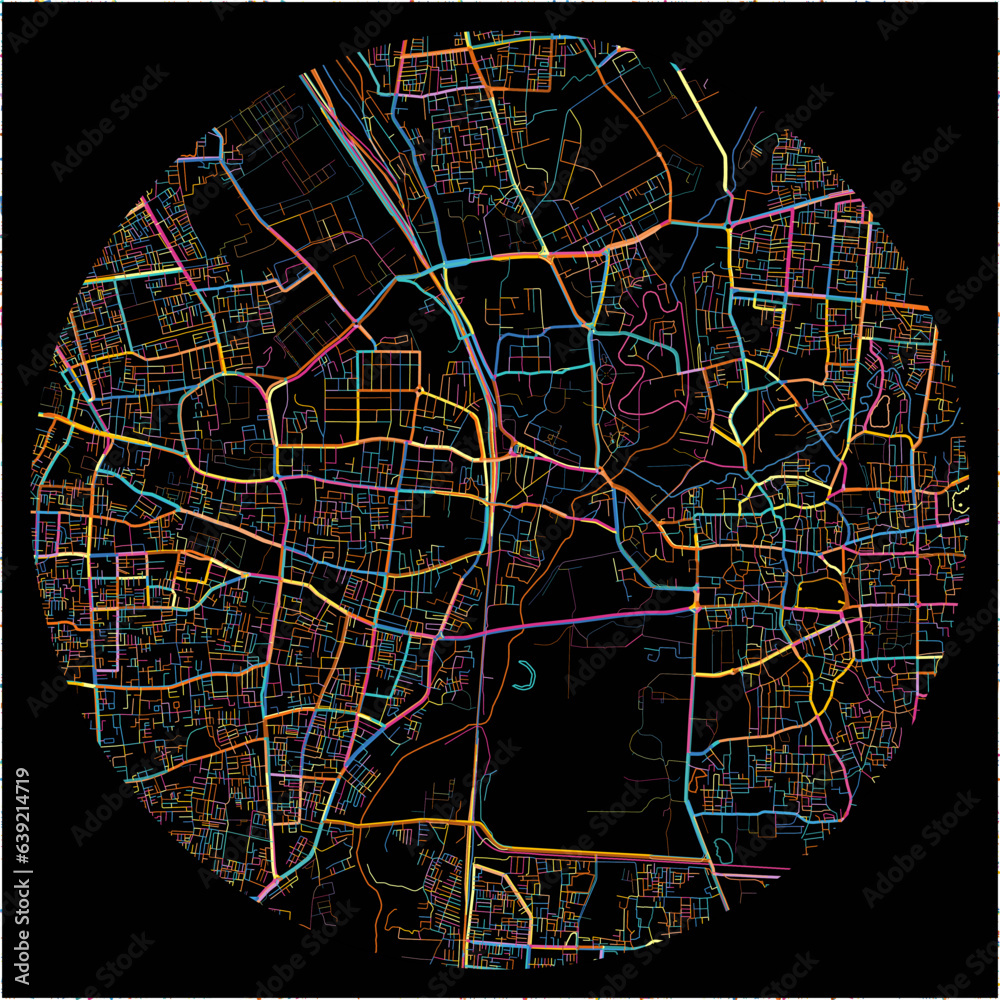 Colorful Map of Vadodara, Gujarat with all major and minor roads. Stock ...