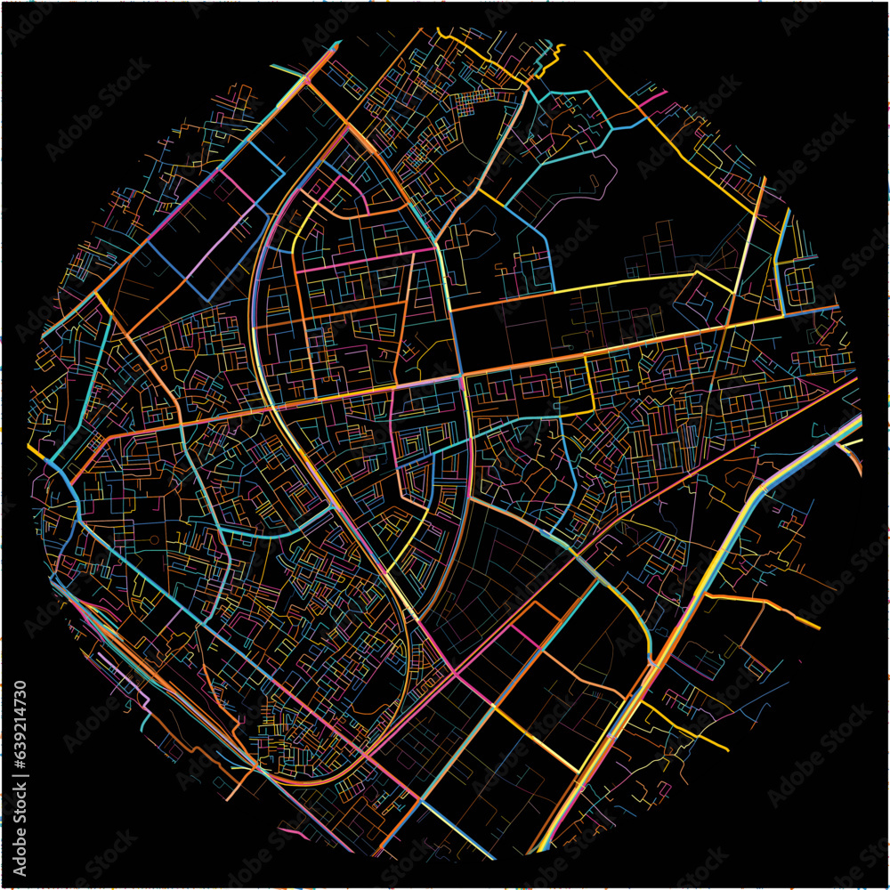 Colorful Map of Ghaziabad, Uttar Pradesh with all major and minor roads ...