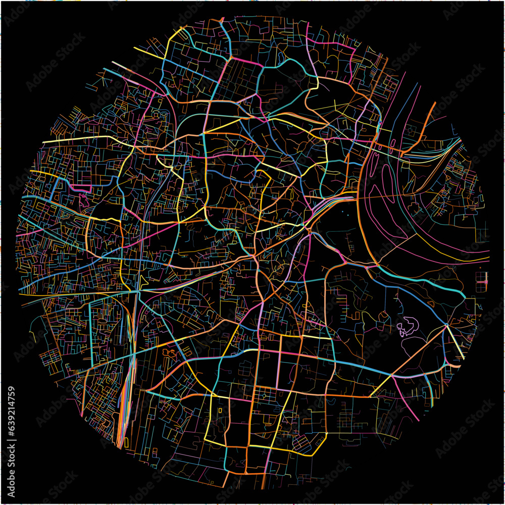 Colorful Map of Agra, Uttar Pradesh with all major and minor roads ...