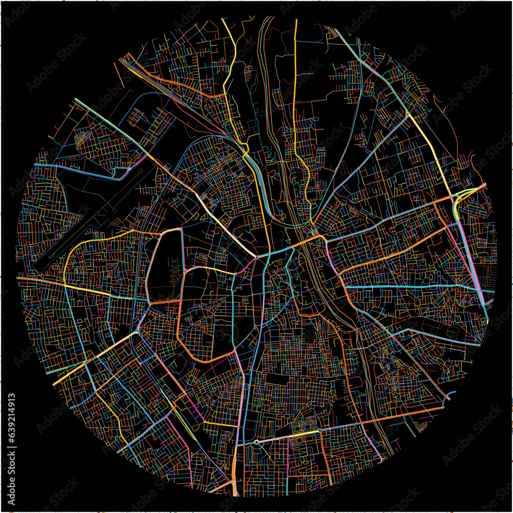 Colorful Map of Rajkot, Gujarat with all major and minor roads. Stock ...