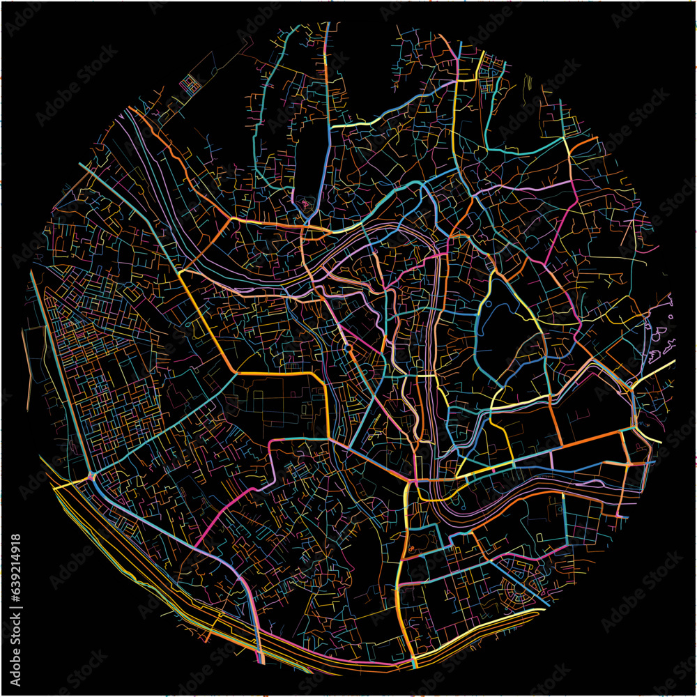 Colorful Map of Srinagar, Jammu and Kashmir with all major and minor ...